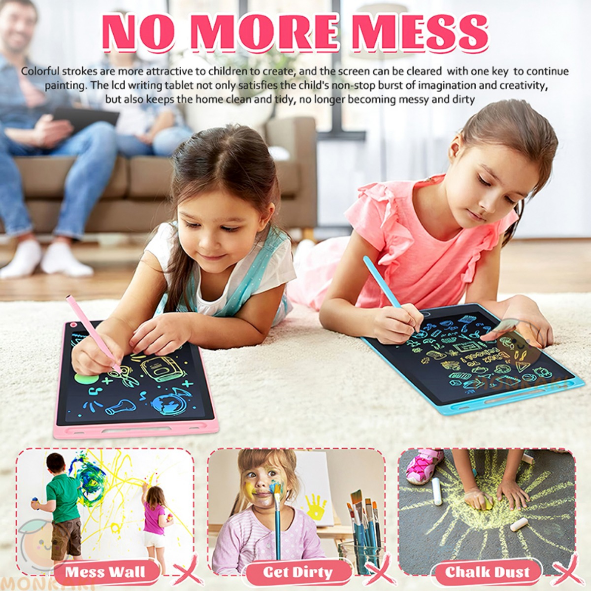 【Big Size】Ultra Thin LCD Writing Tablet For Kids Portable Smart Color ...