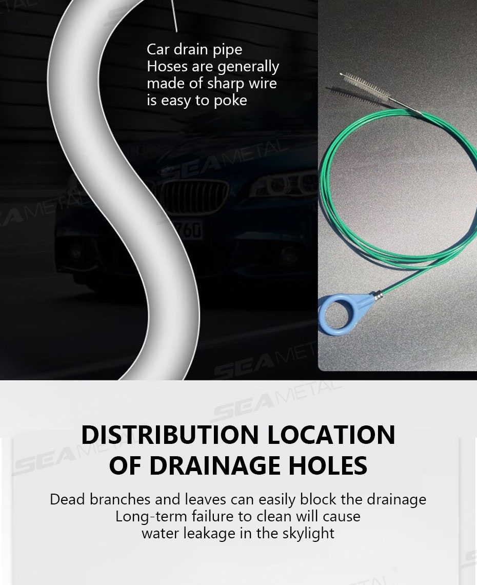 SEAMETAL Car Drain Dredge Cleaning Brush Auto Sunroof Drain Hole Clog ...