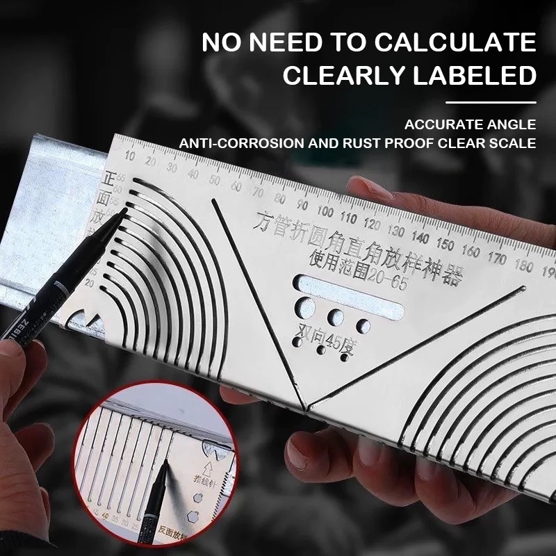 Multifunctional Metal Ruler 20-65mm, Precision Angle & Circle Drawing ...