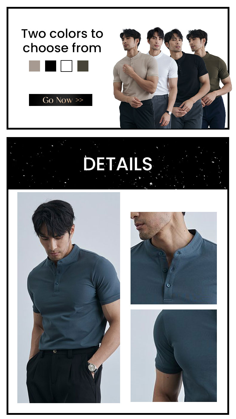 FEARLESS Premium Chinese Collar Polo Shirts for Men Plain Short Sleeve ...