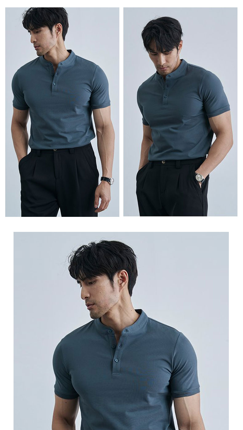 FEARLESS Premium Chinese Collar Polo Shirts for Men Plain Short Sleeve ...
