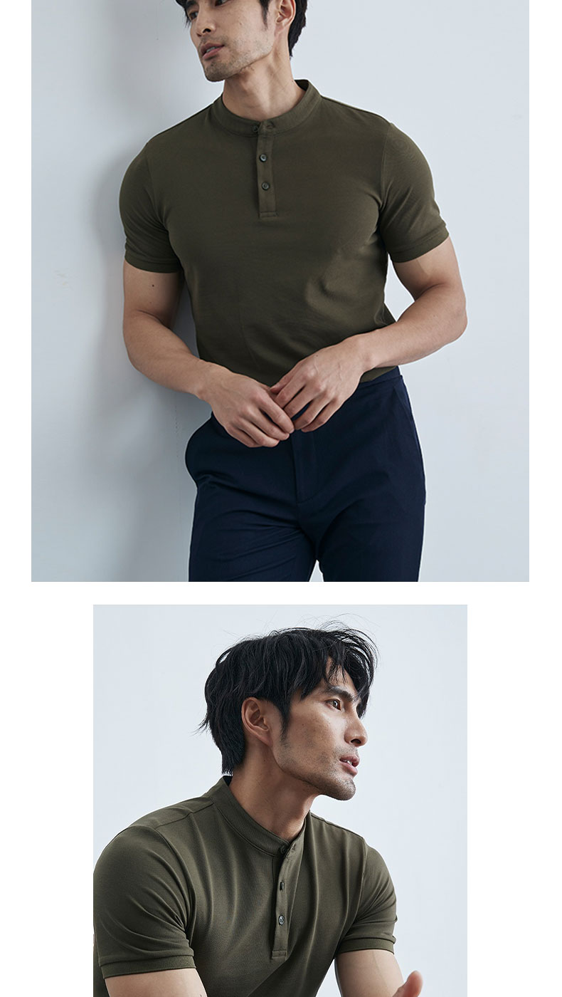 FEARLESS Premium Chinese Collar Polo Shirts for Men Plain Short Sleeve ...