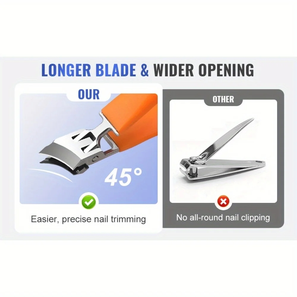 Slanted Nail Clippers with Wide Jaw Opening, Anti-Splash Design ...
