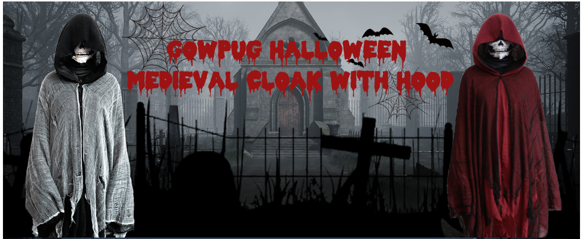 Grim Reaper Costume Halloween Horror Cloak with Hood for Men Vintage ...