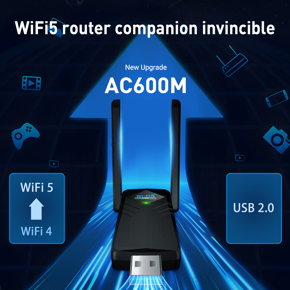 WIFI FIY USB WiFi Adapter 600mbps Bluetooth5.0 Realtek Driver Free Dual ...