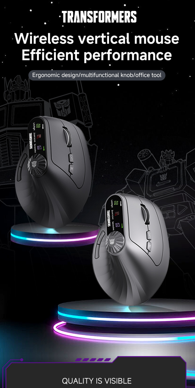 Monster Transformers VM01 Vertical Ergonomic Mouse Tri-mode Silent ...