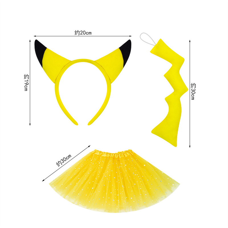 CUTE 3pcs/Set Pokemon Pikachu Cosplay Costume Halloween Carnival Role ...