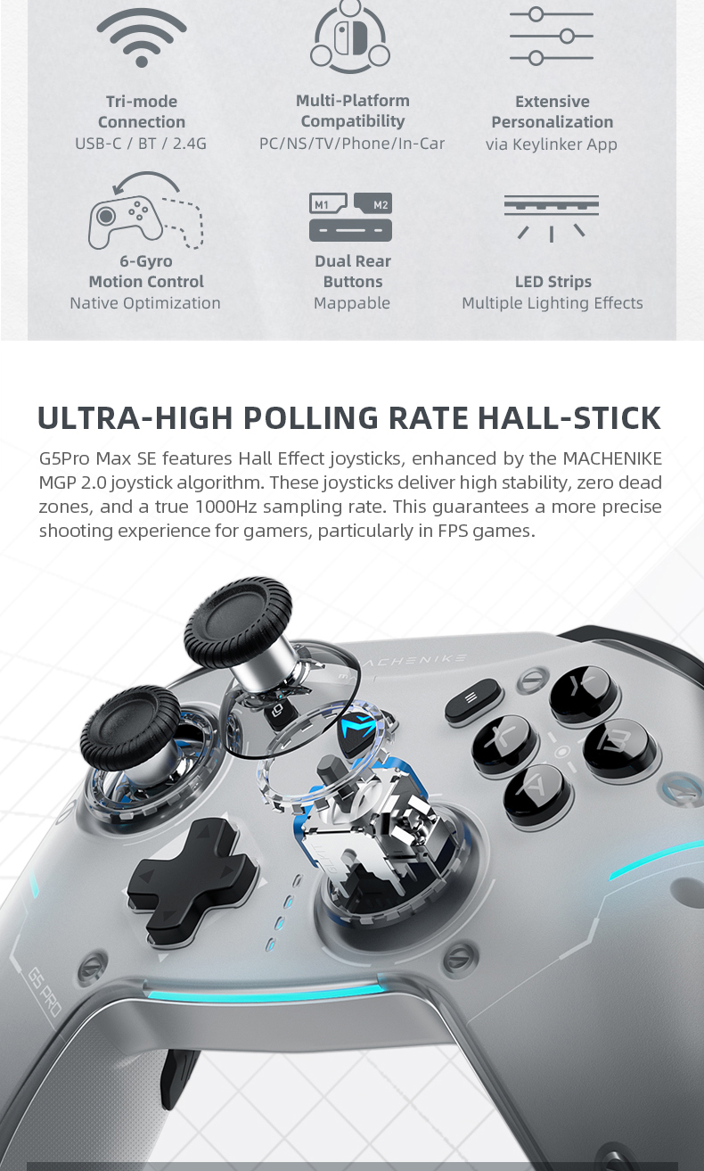 Machenike G5 Pro Series Wireless Gamepad Controller, Hall Linear ...