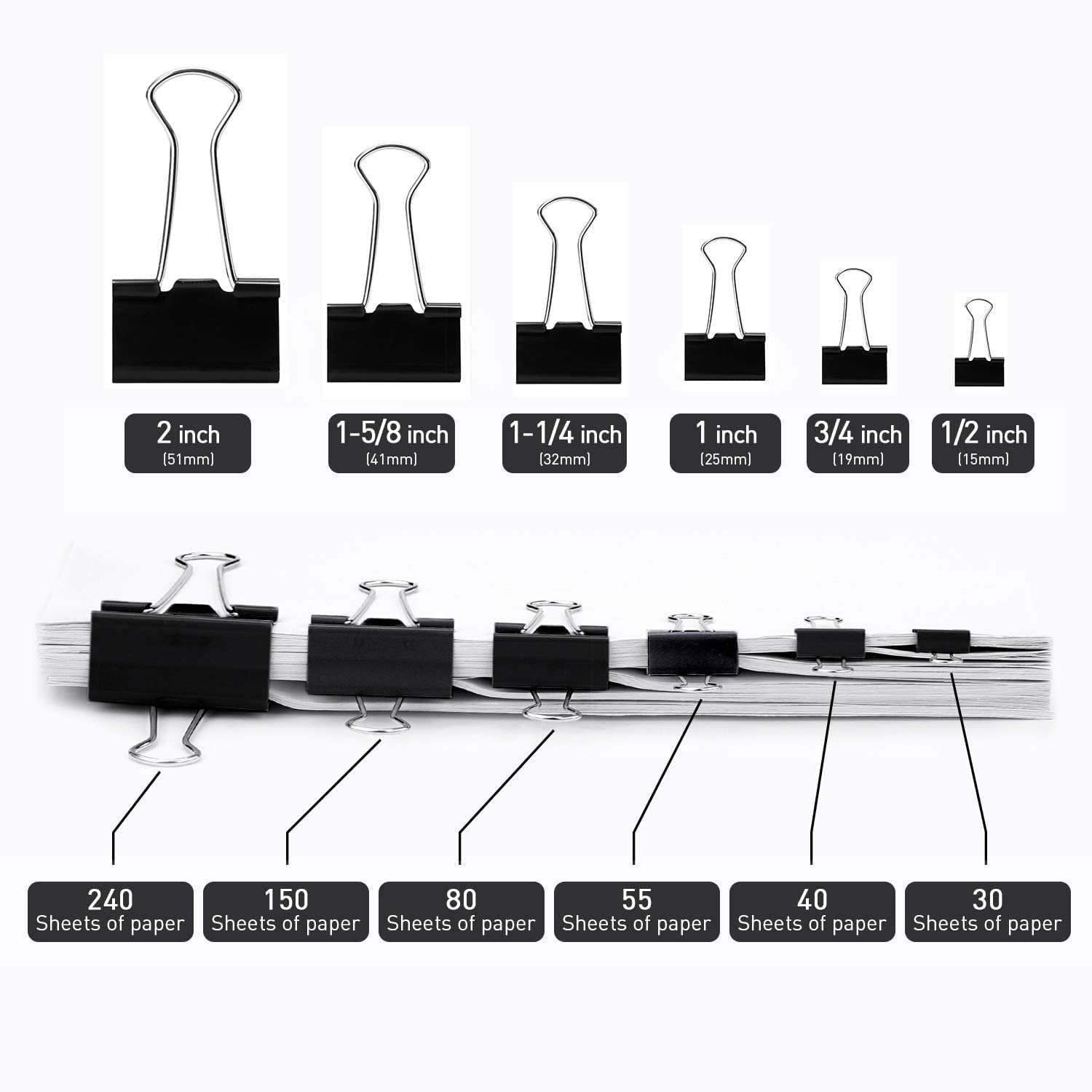 Kit of 24 Butterfly Binder Clips, 32mm Paper Clips | Shopee Philippines
