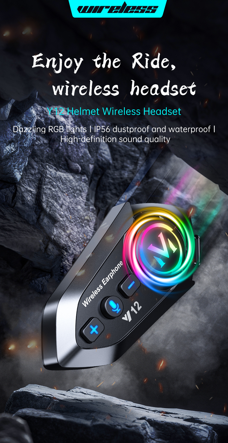 Y12 Earbuds Motorcycle Helmet Headset Bluetooth 5.4 Wireless Headset ...
