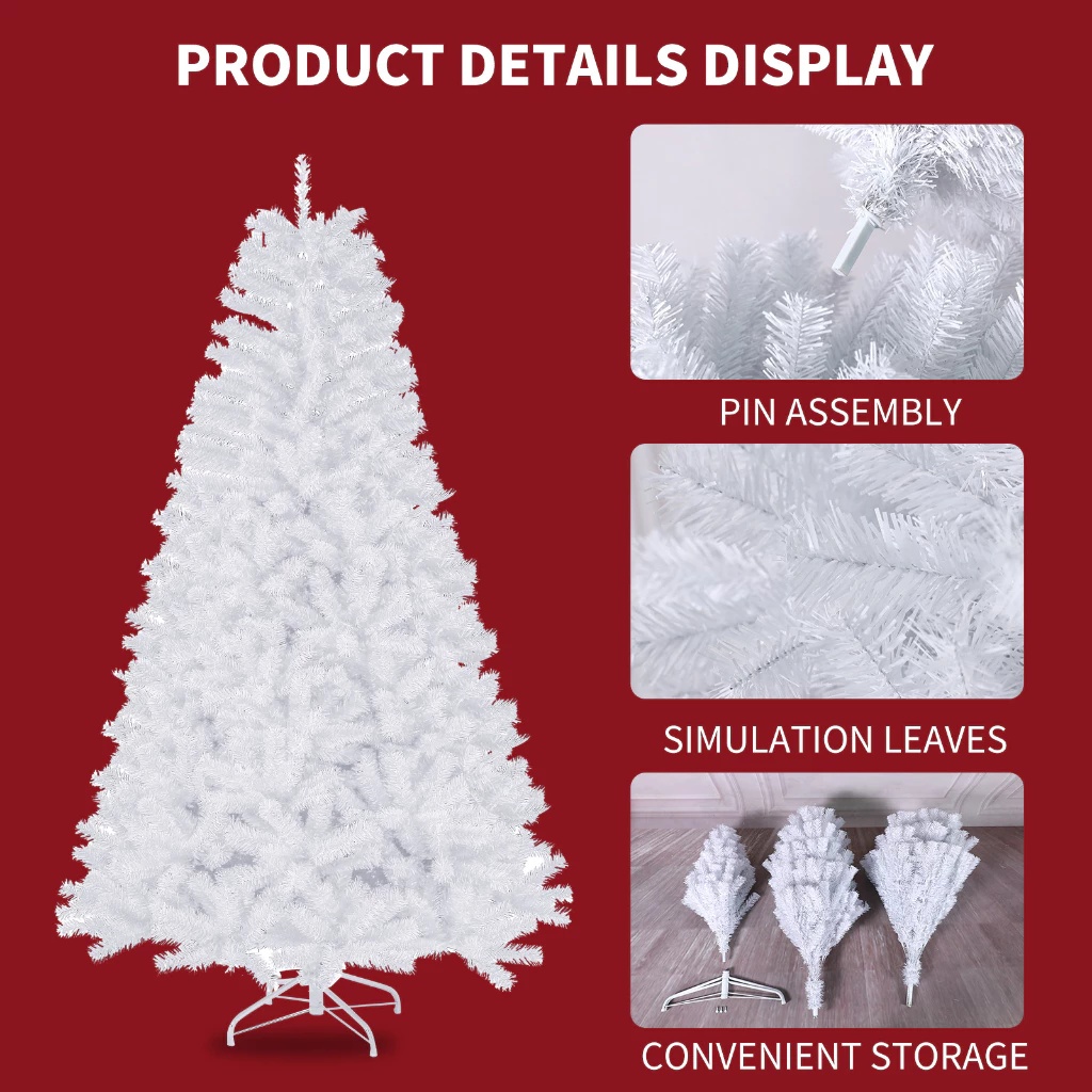 White Christmas Tree 4FT 5FT 6FT 7FT 8FT High Quality PVC Christmas ...