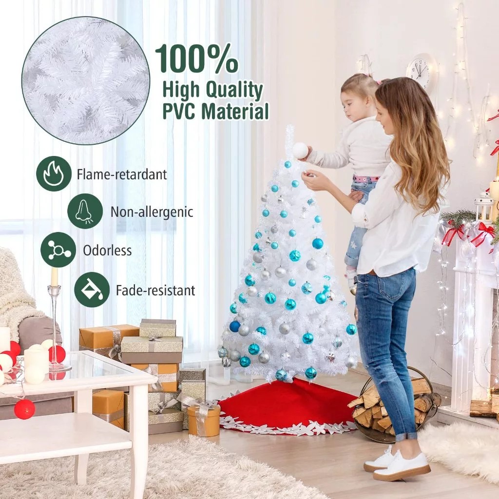 White Christmas Tree 4FT 5FT 6FT 7FT 8FT High Quality PVC Christmas ...