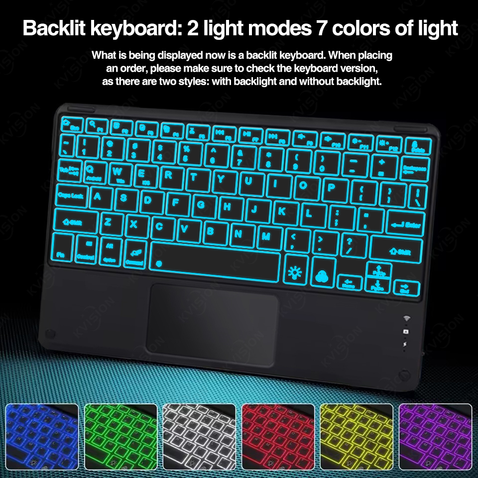 KVISION Backlight Trackpad Bluetooth Keyboard Wireless and Mouse for ...