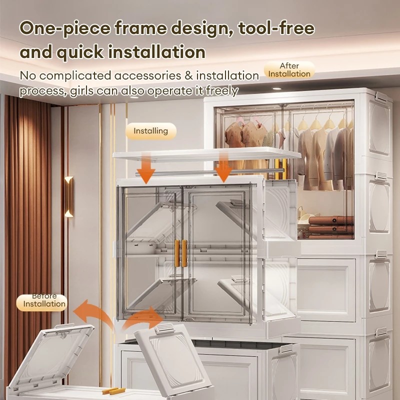 【COD Transparent Cabinet】 65cm Storage Cabinet Drawer Bedroom Cabinet ...