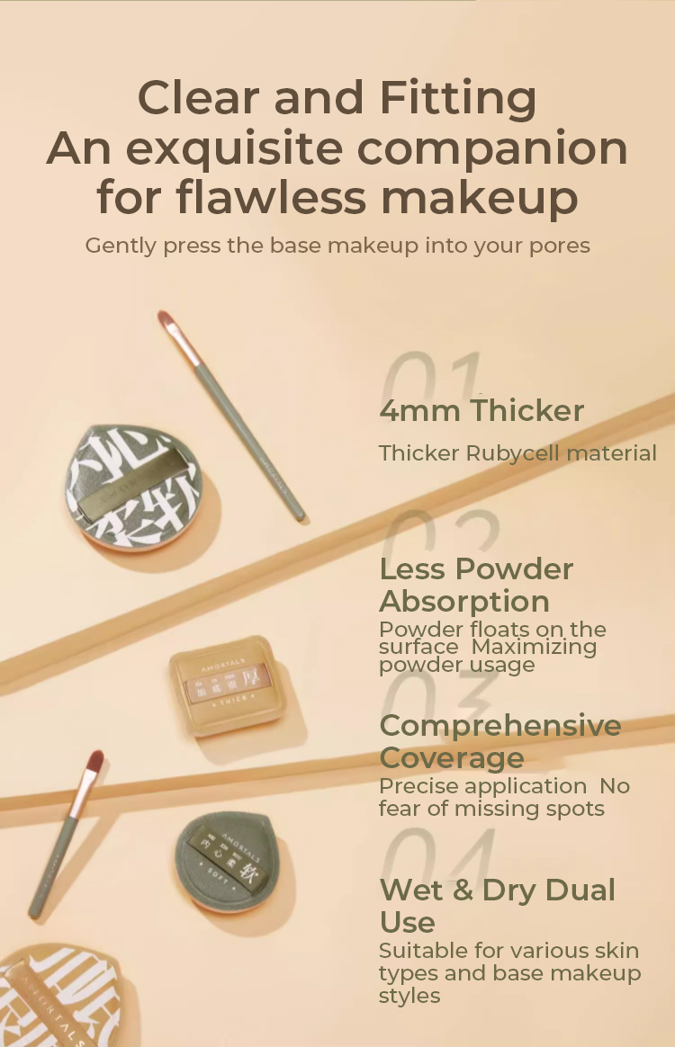 AMORTALS 100-Point Makeup Puff Set - Air Cushion Puff + Drop Puff ...