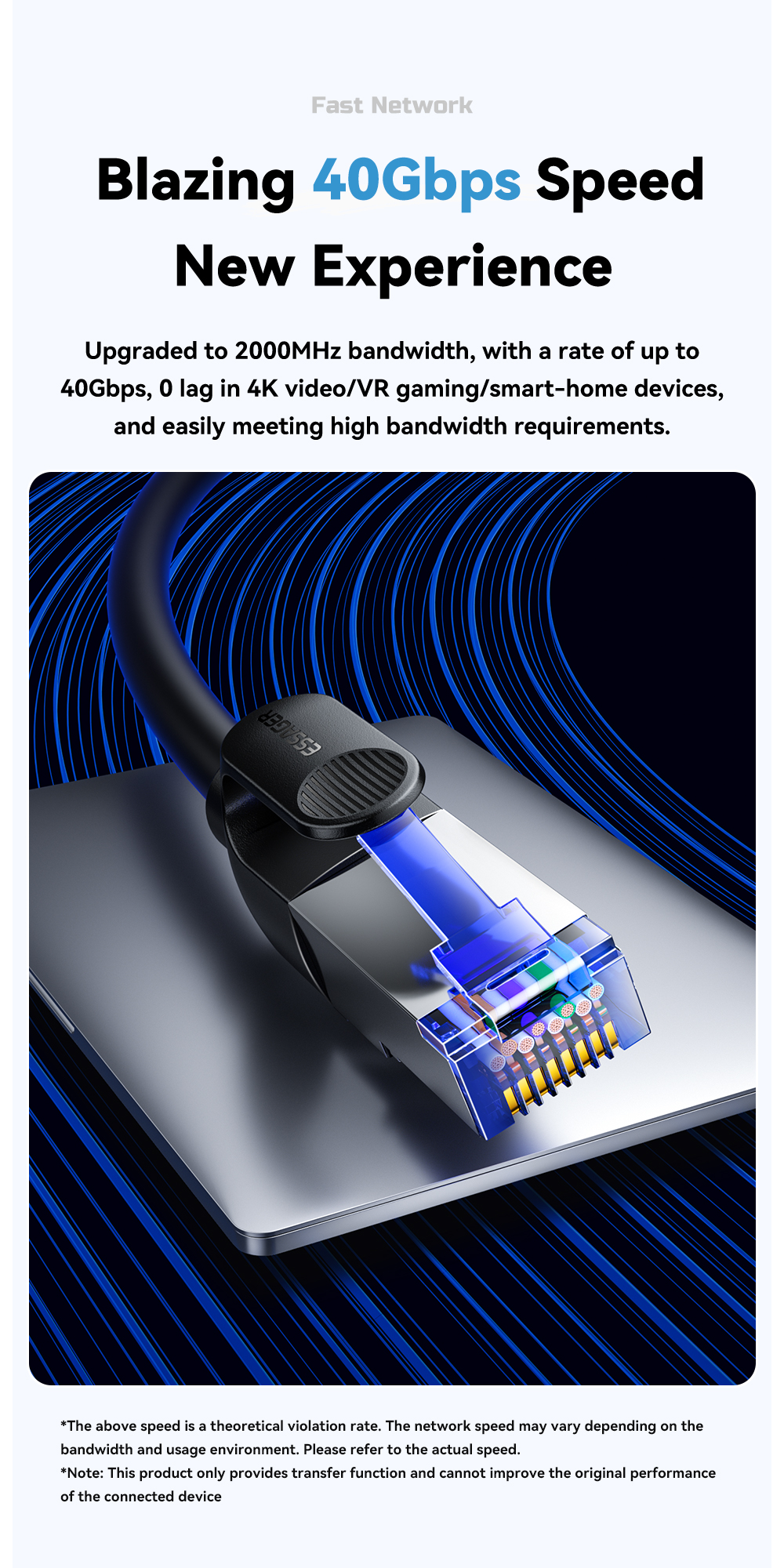 Essager CAT8 Cable 10 Gigabit Ethernet Cable UTP Gigabit Ethernet CAT8 RJ45 Patch Cord for ...