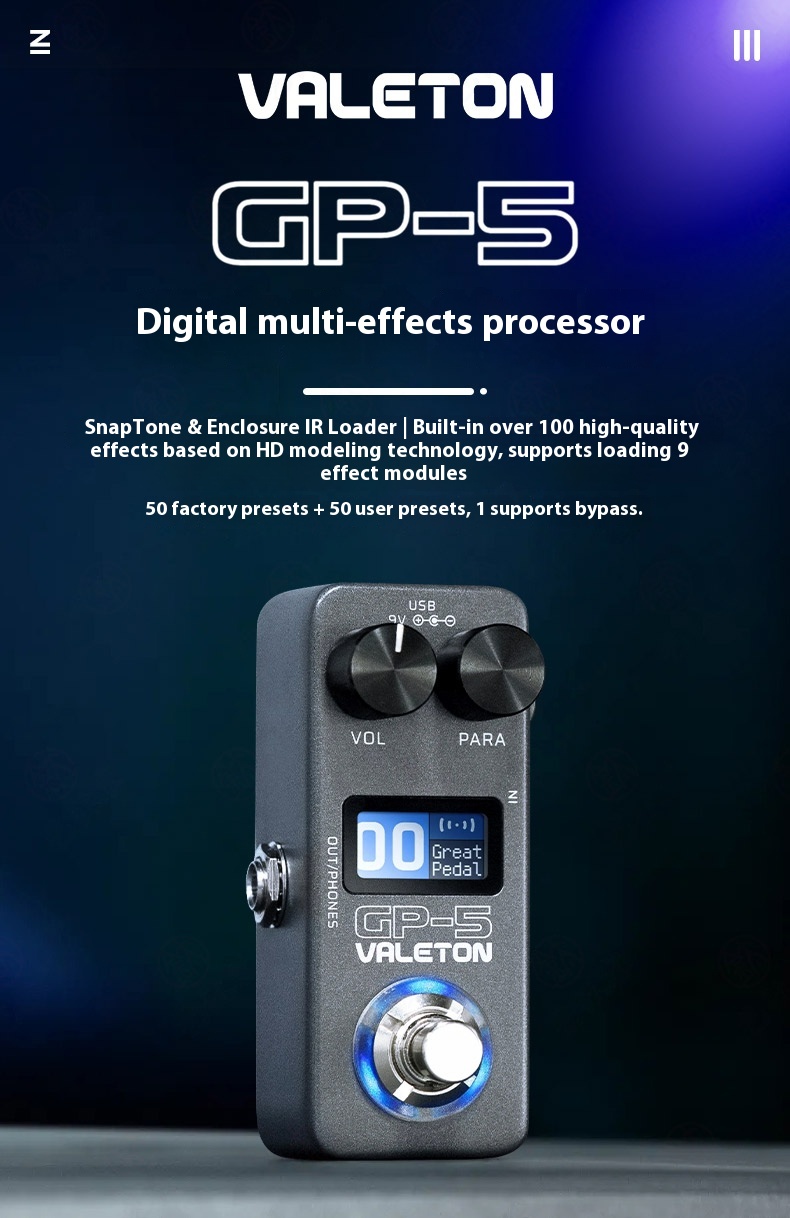 Valeton Electric Guitar Integrated Effect Device GP-5 Stubborn Single Bass Intelligent Portable ...