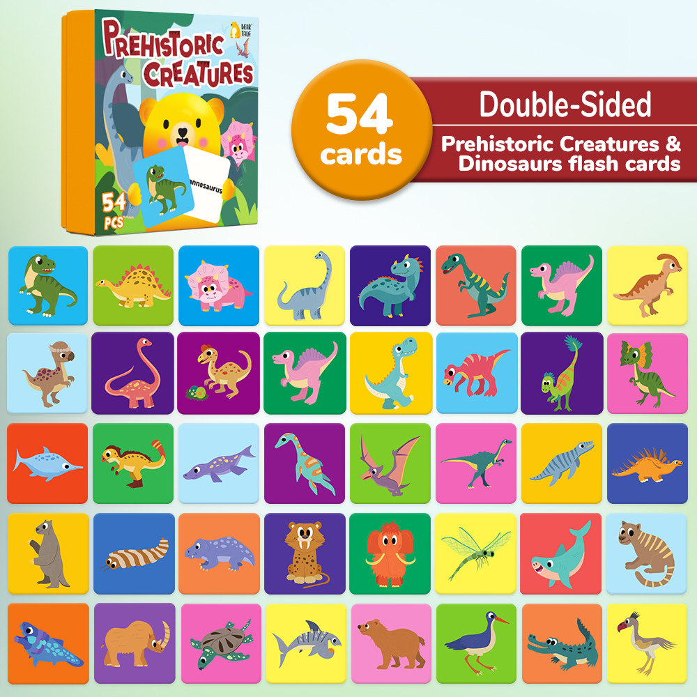BEAR TALE 54 Flash Cards Children's Animal Vegetable Cognitive Cards ...