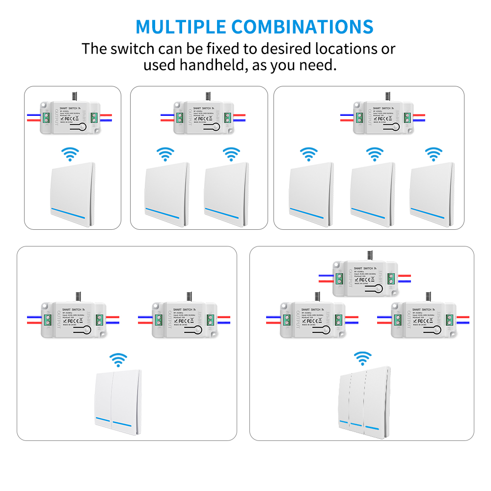 Wireless Switch RF433 Remote Control Switch Smart WiFi Switch RF433Mhz LED Wall Key Switch Relay ...