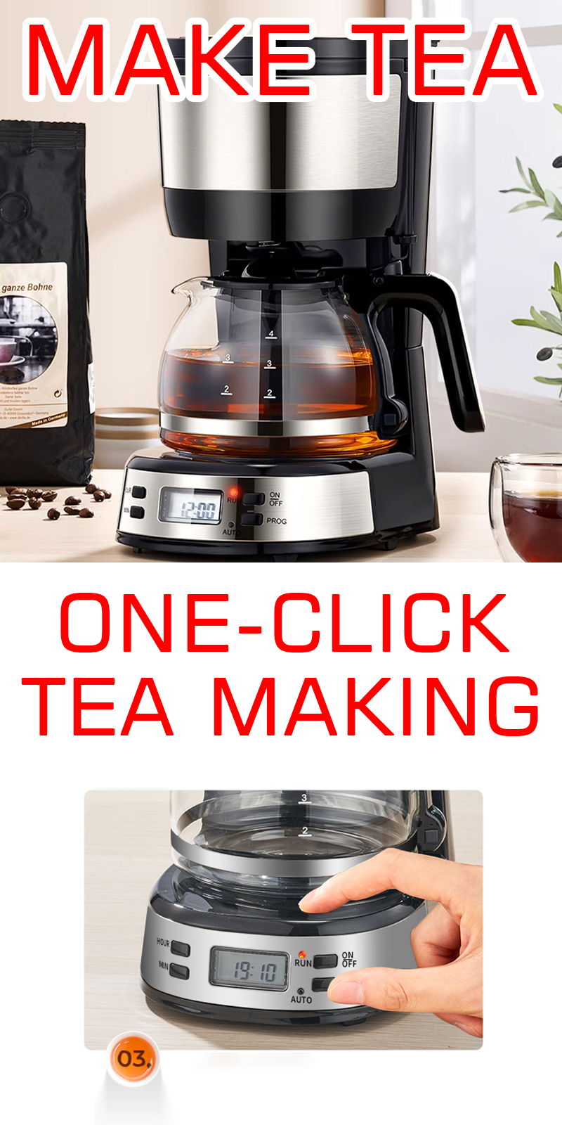 LAHOME 600ml Electric Drip Coffee Maker Machine Americano Tea Makers ...