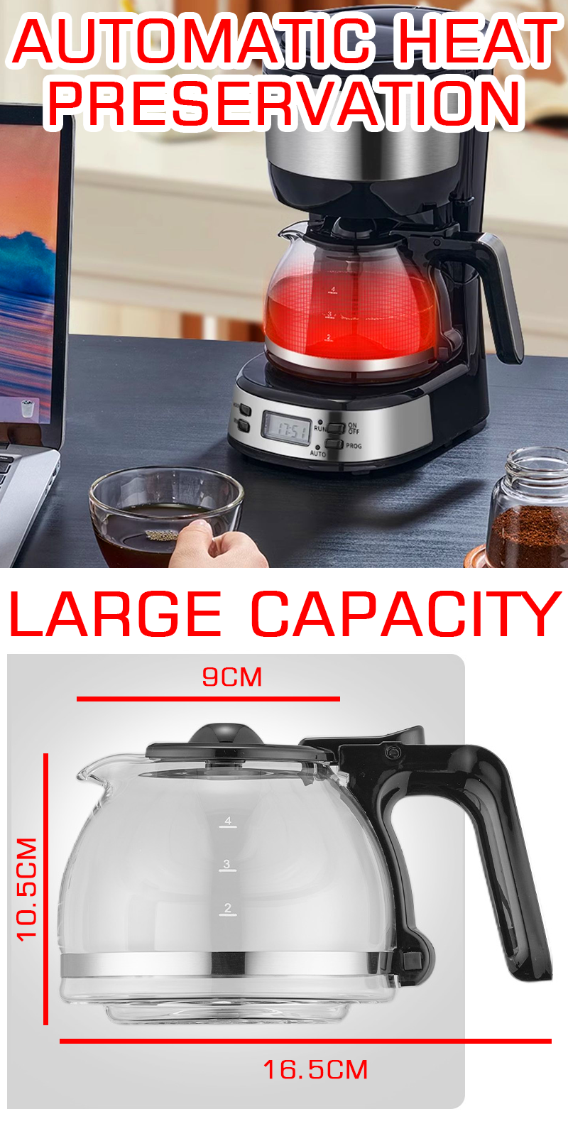 LAHOME 600ml Electric Drip Coffee Maker Machine Americano Tea Makers ...