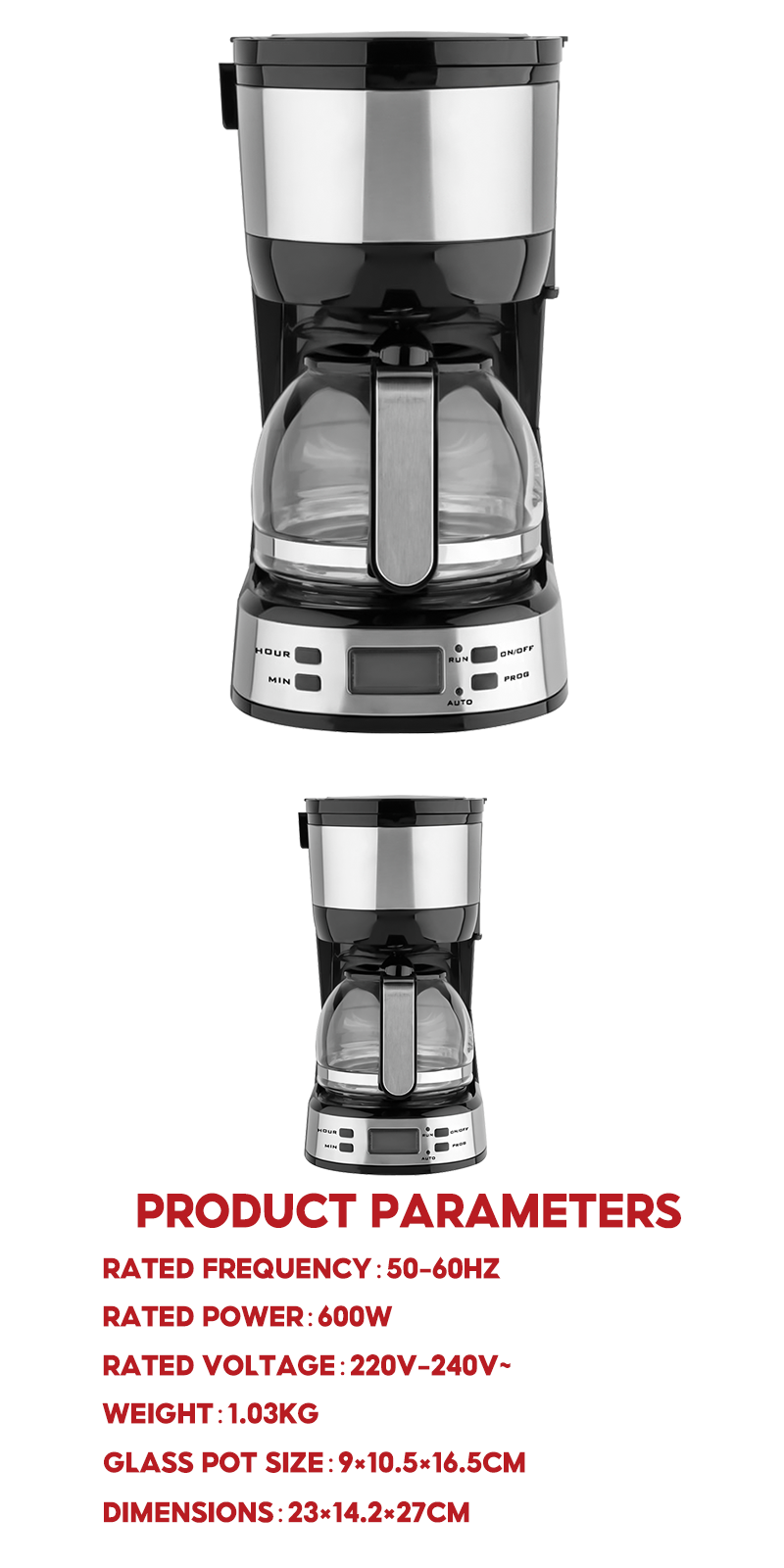 LAHOME 600ml Electric Drip Coffee Maker Machine Americano Tea Makers ...