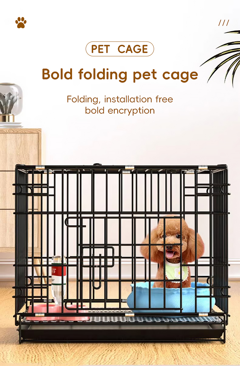 BOENIN Foldable Dog Cage with Poop Tray Heavy Duty Pet Cage Collapsible ...