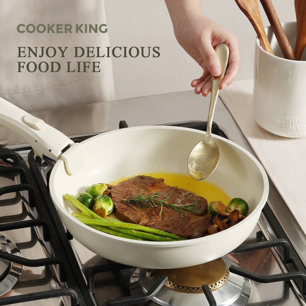 COOKER KING Nonstick Ceramic Rock Cookware Set Handle Detachable ...