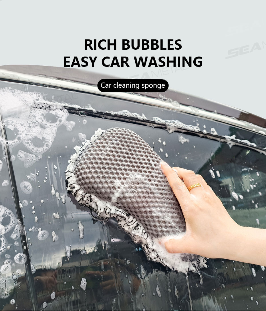 SEAMETAL Car Wash Sponge Motorcycle Super Absorbent Microfiber Sponge 8 ...