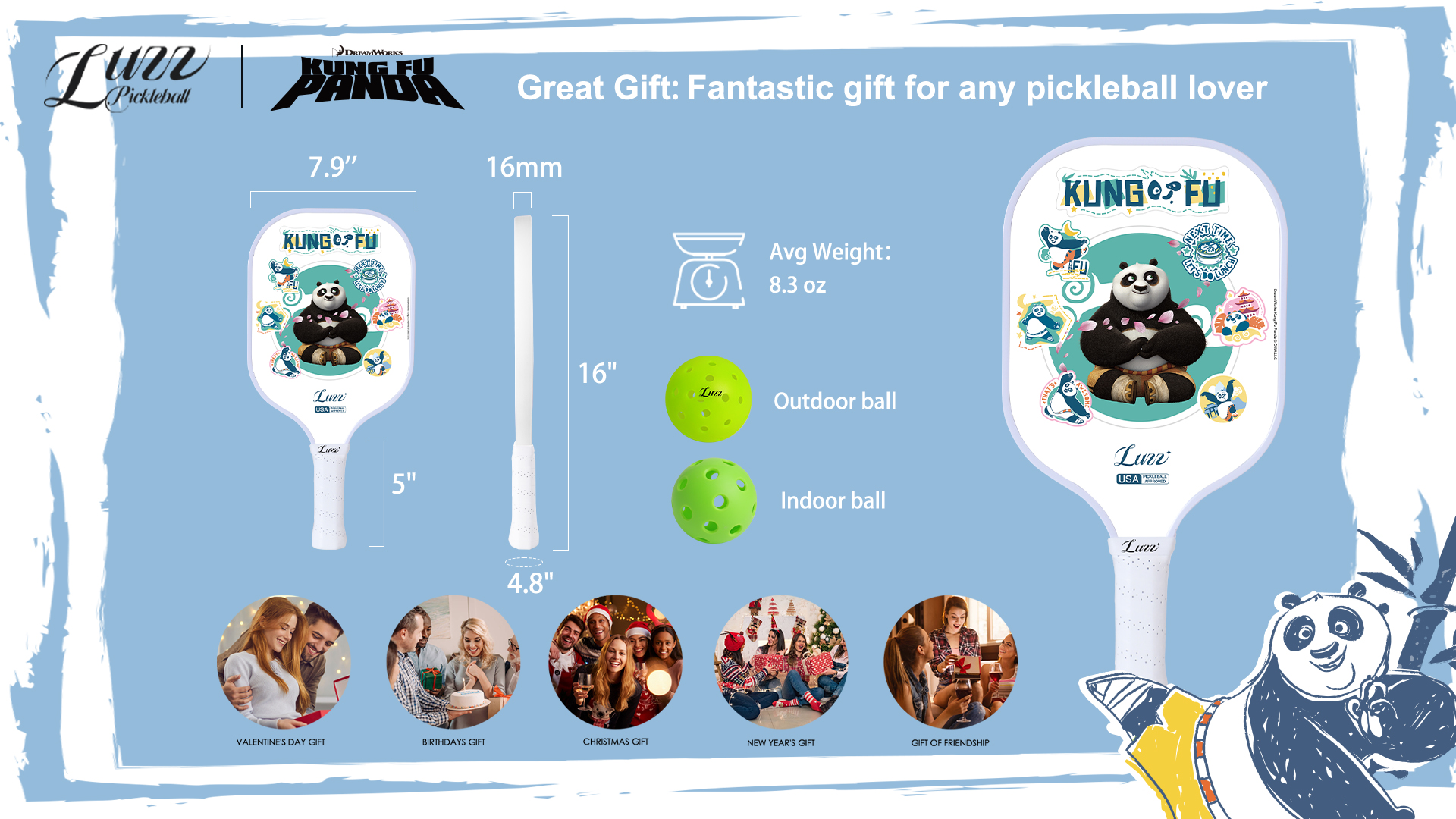 Luzz Pickleball Paddle Kung Fu Panda Checker Champ Original Paddle ...