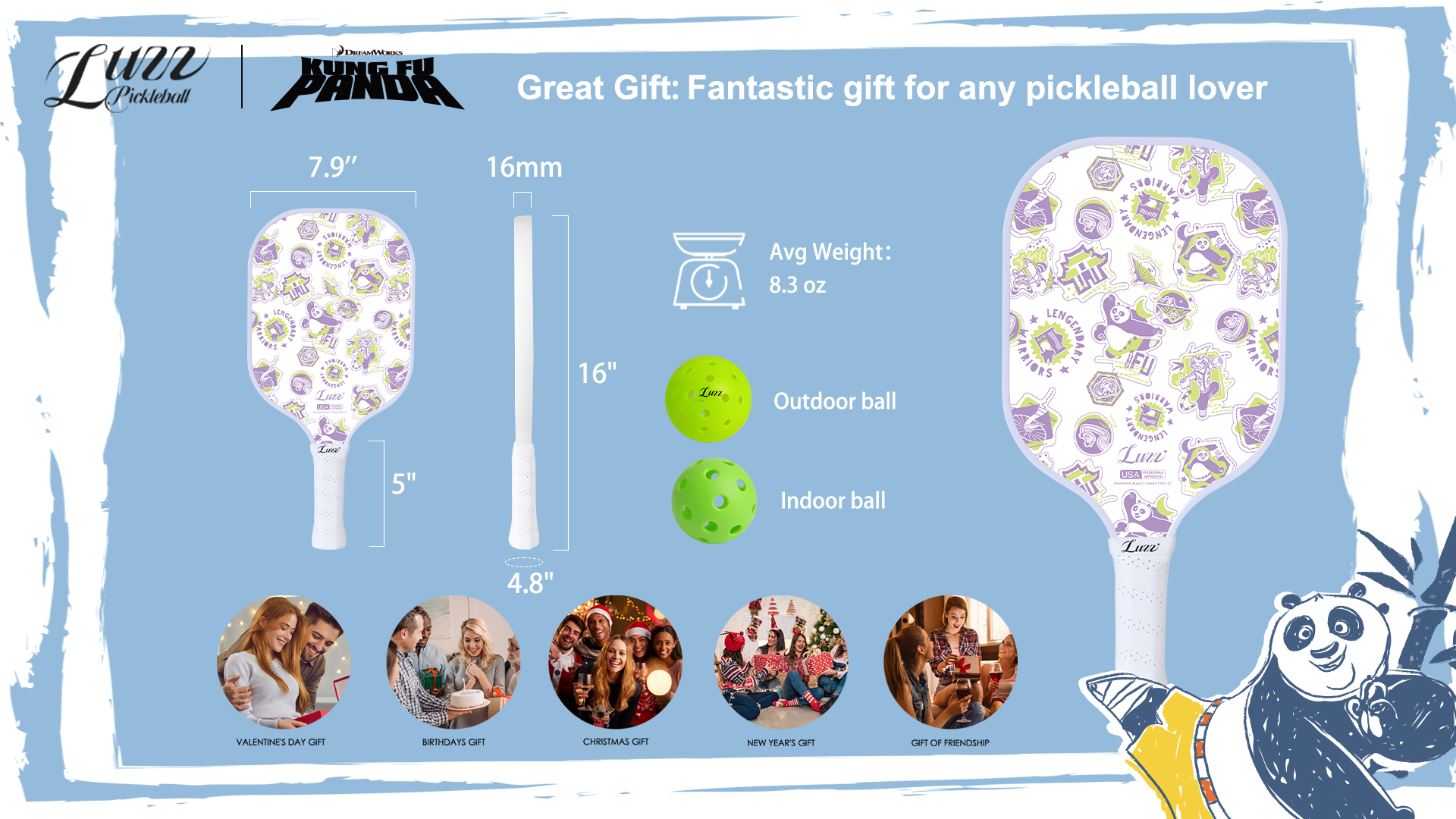 Luzz Pickleball Paddle Kung Fu Panda Checker Champ Original Paddle ...