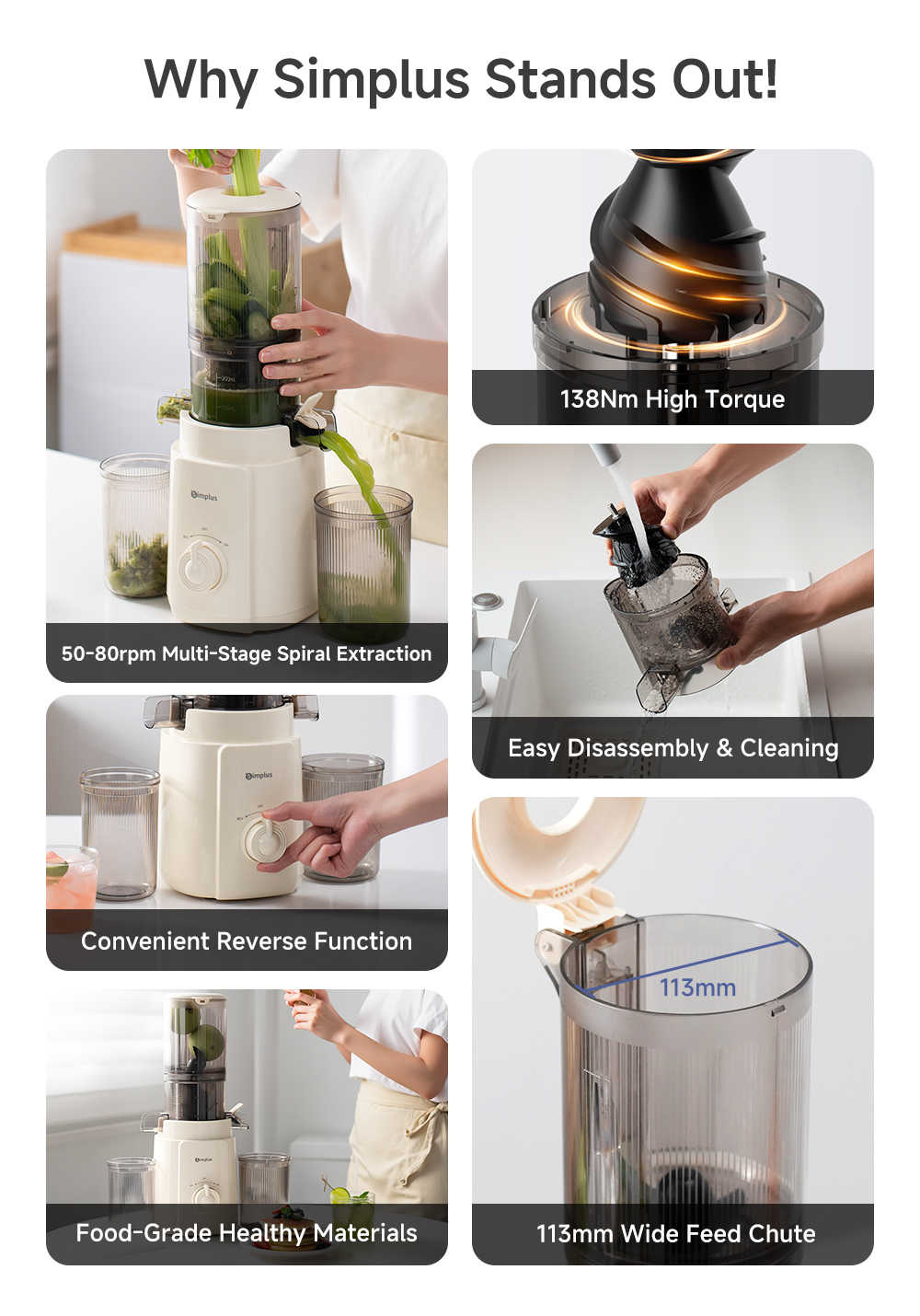 Simplus Fruit Vegetable Juicer Machine MIxer Juicer Blender Centrifugal ...