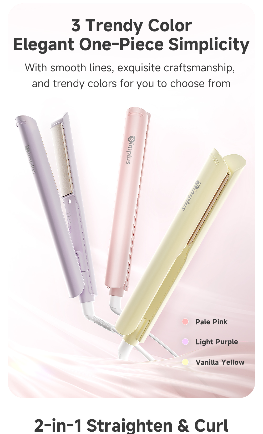 Simplus Hair Straightener Flat Iron Hair Curler 2 in 1 Professional ...