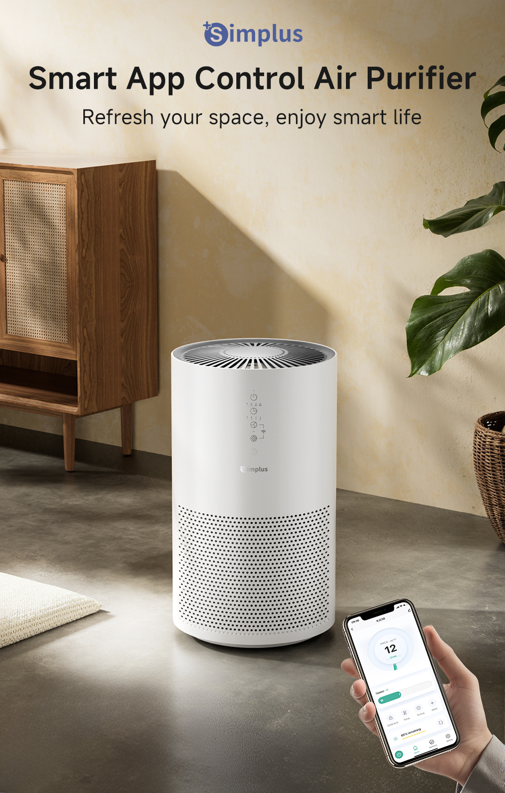 Simplus Air Purifier App Control Efficient HEPA H13 Filter 330m³/h CADR ...