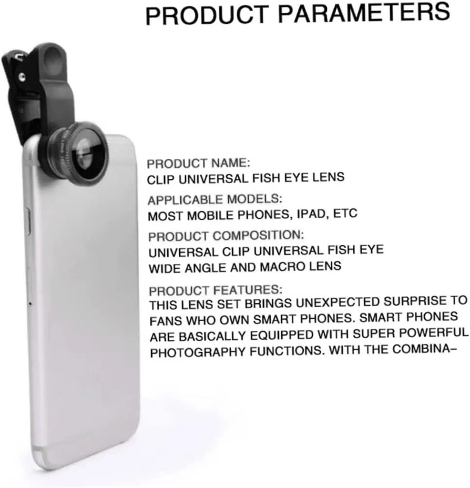 3in1 Fisheye Wide Angle Micro Camera Lens Kit for iPhone Xiaomi Redmi ...
