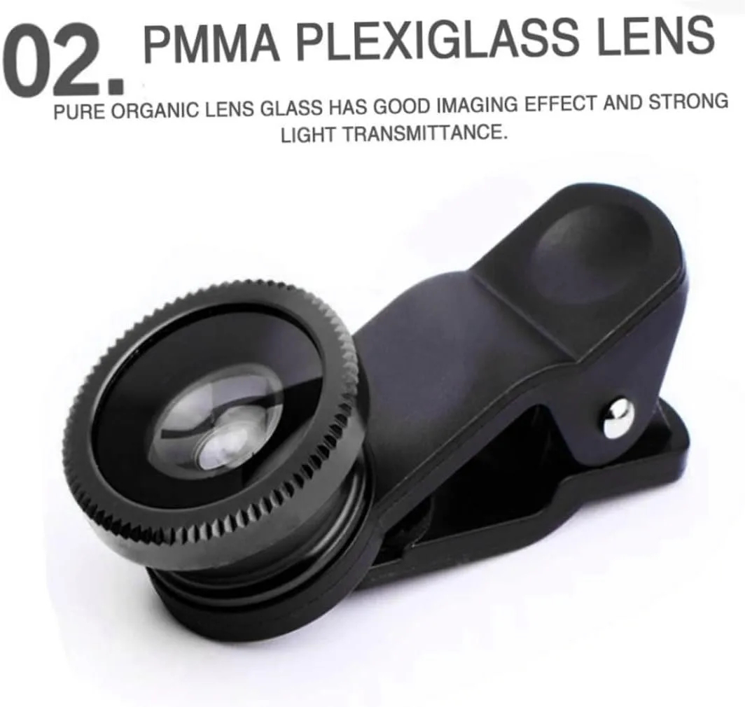 3in1 Fisheye Wide Angle Micro Camera Lens Kit for iPhone Xiaomi Redmi ...