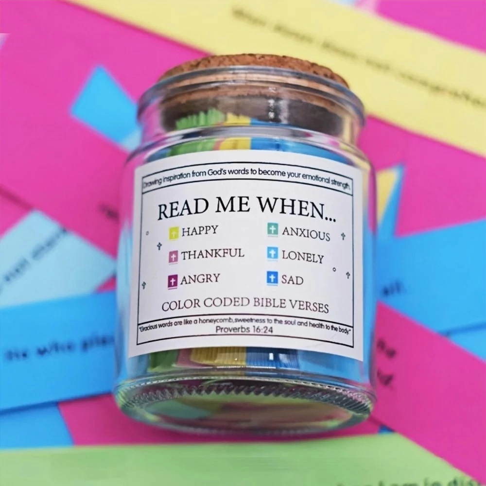 Bible Verse Jar Spiritual Christian Gifts Color Coded Bible Verse ...