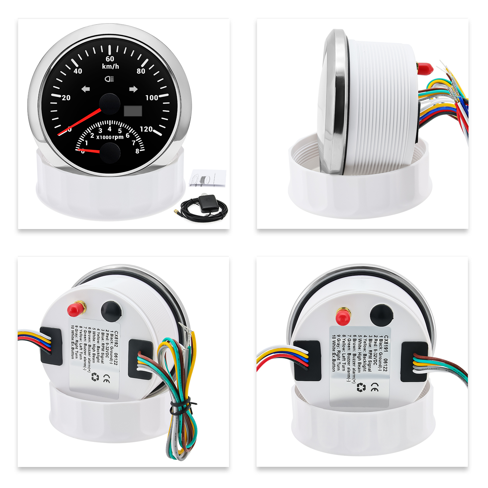 120KM/H 200KM/H 120MPH 200MPH GPS Speedometer With 8000RPM Tachometer ...