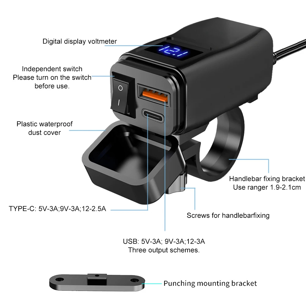 (Local Seller) PD QC3.0 Motorcycle USB Fast Cellular Charger Waterproof ...