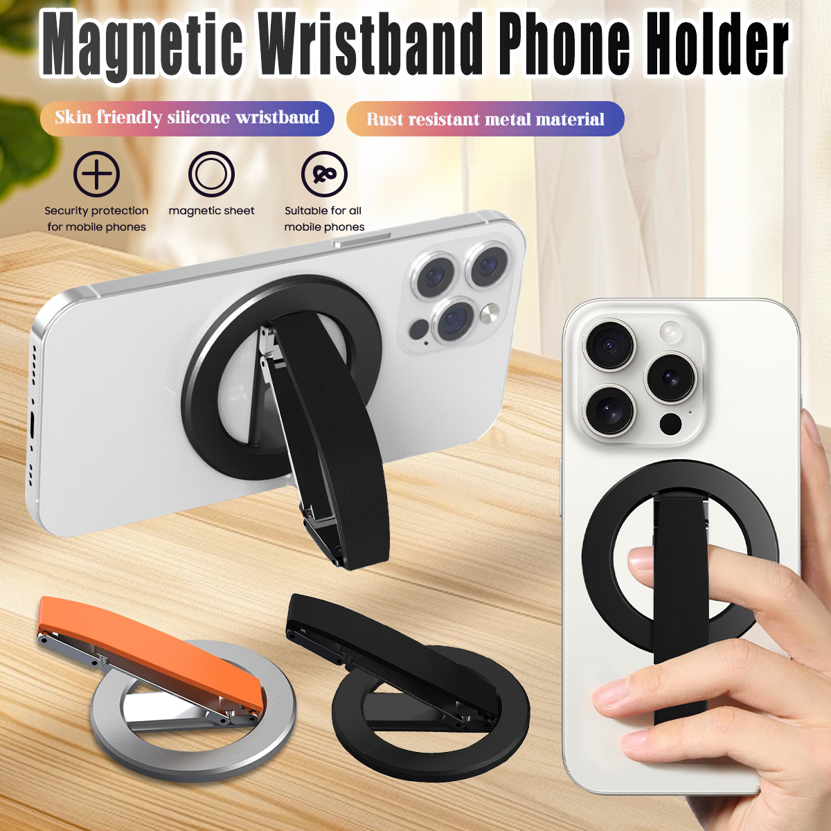 Magnetic Phone Grip Stand 360 ° Rotation Alloy Stand Phone Holder ...