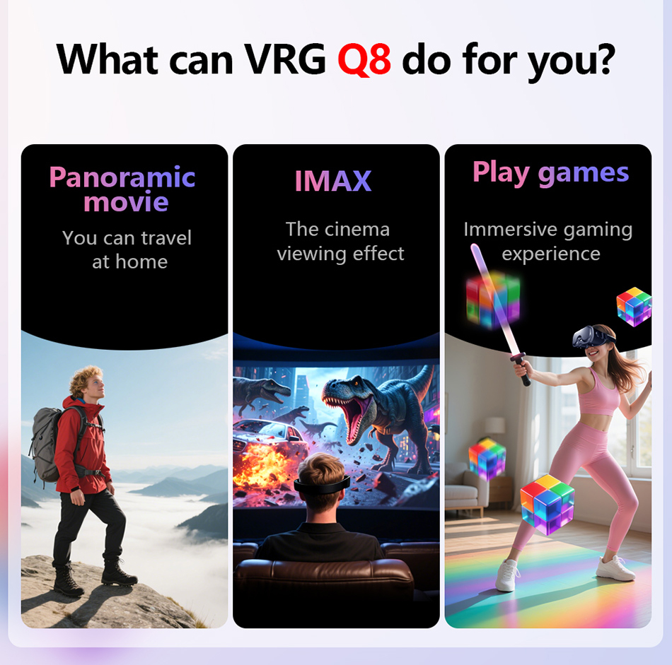Original VRG Q8 Blue Lens VR Virtual Reality 3D Glasses Box VR Google ...