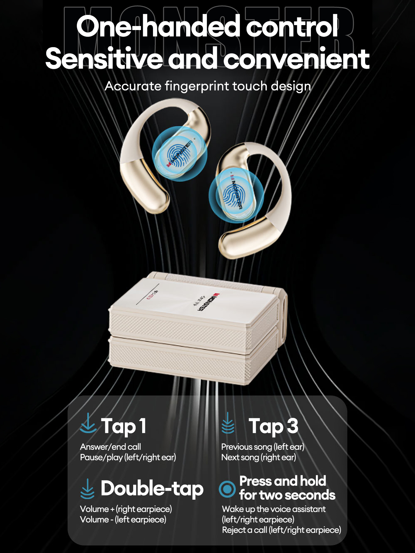 Monster AC530 Wireless Earphones Bluetooth HIFI Sound Quality 6.0 HD ...