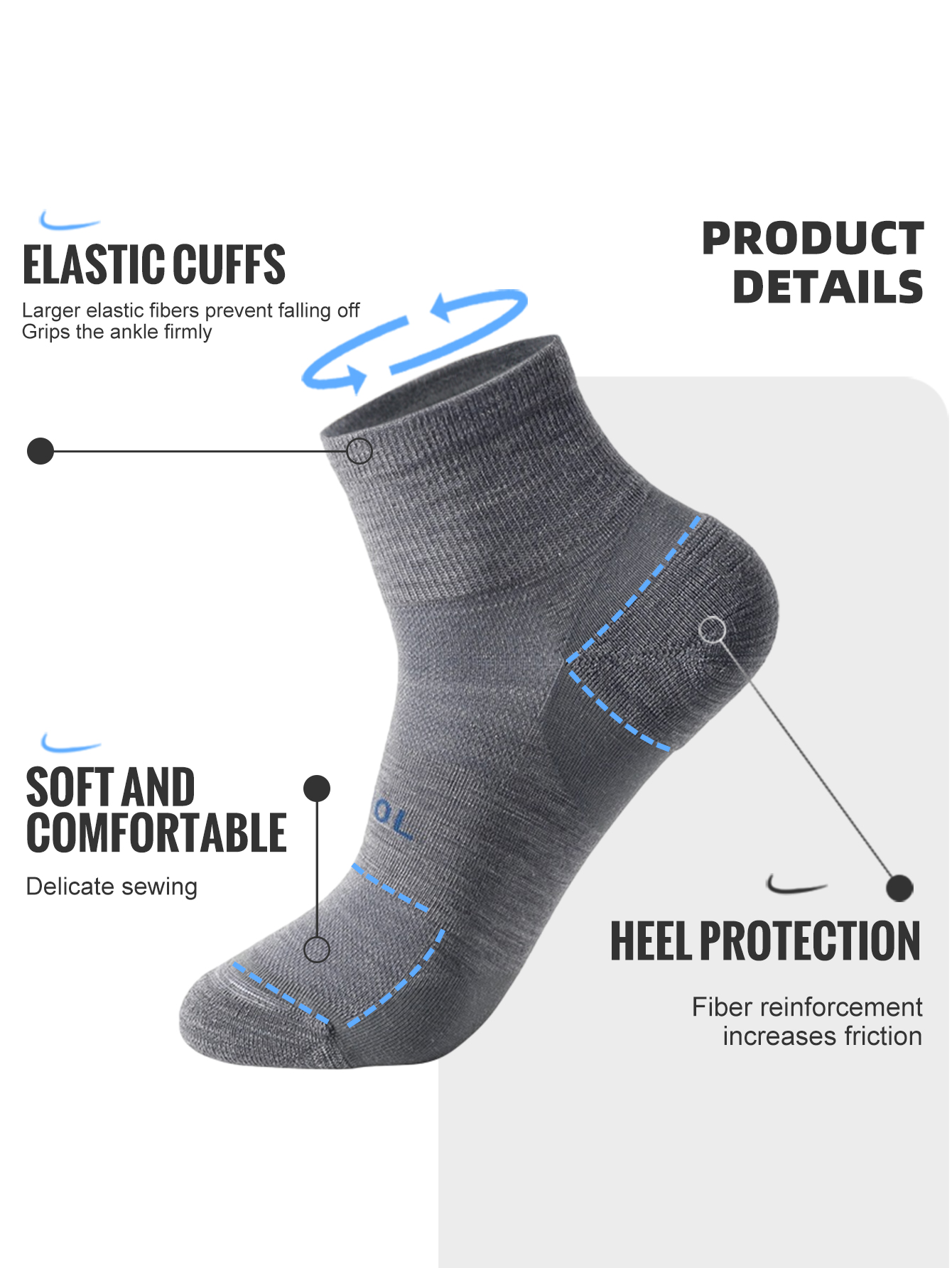 WRELS Merino Wool Socks Non-slip High elasticity Keep warm #WZ1003 ...