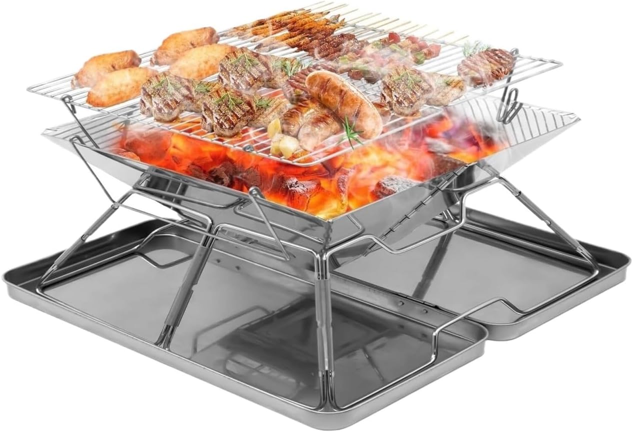 Charcoal Grill Stainless Steel Barbeque Grill Portable Camping Grill ...