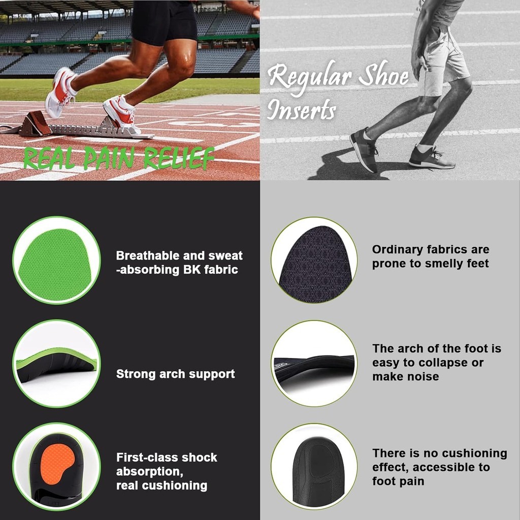 2025 Thick High-Elastic Arch Support Foot Pads Insoles for Adult Sports ...