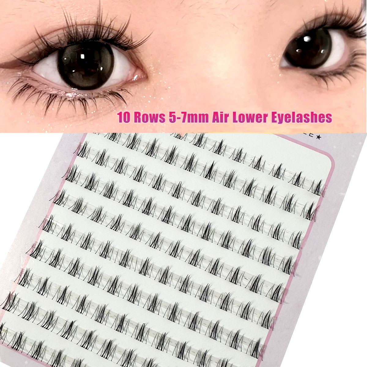 10 Rows of Natural Style False Lower Lashes, 3-6mm Length, Clustered ...