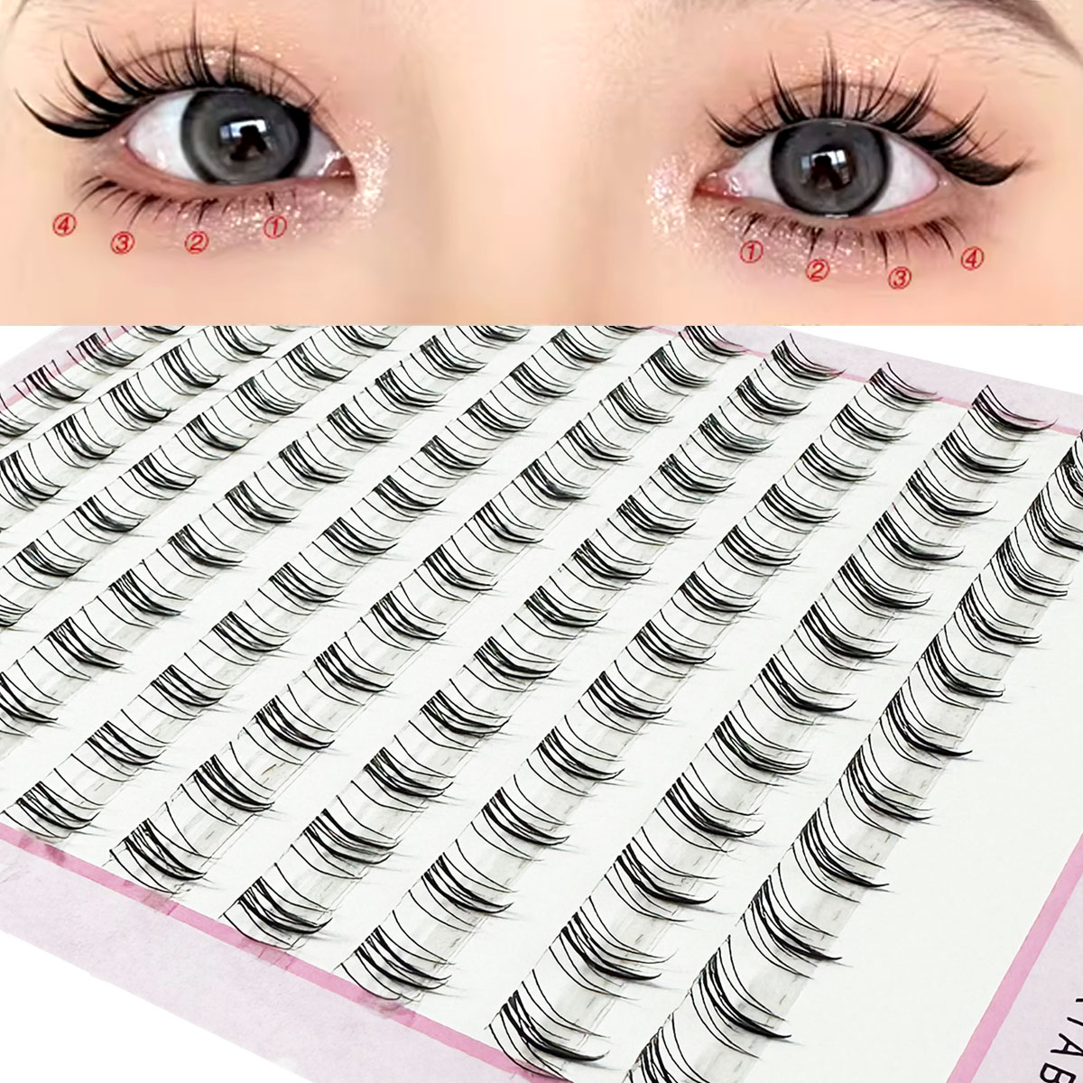 10 Rows of Natural Style False Lower Lashes, 3-6mm Length, Clustered ...