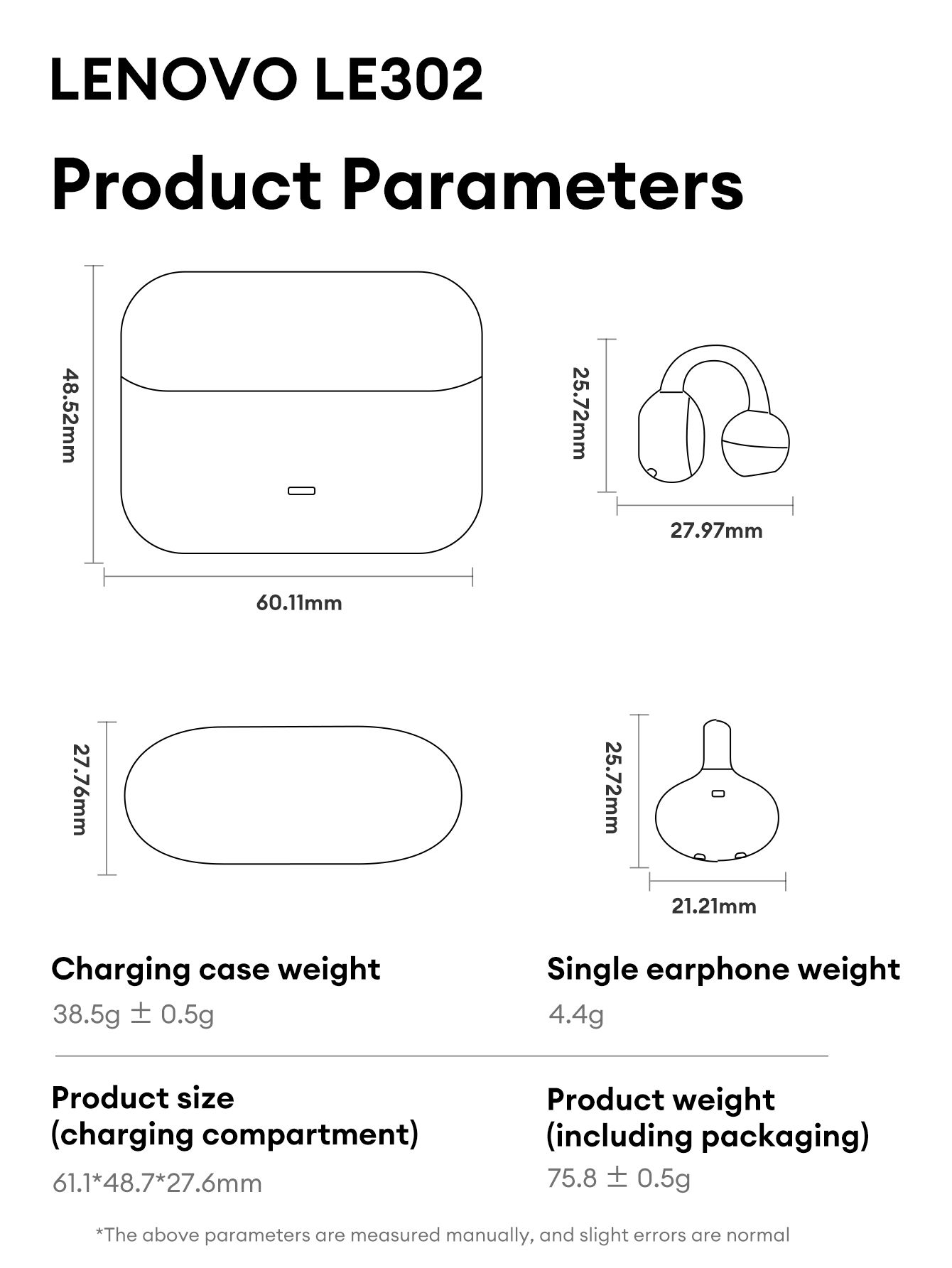 Lenovo LE302 Bluetooth Wireless Earbuds TWS Ear Clip Type Earphone ...
