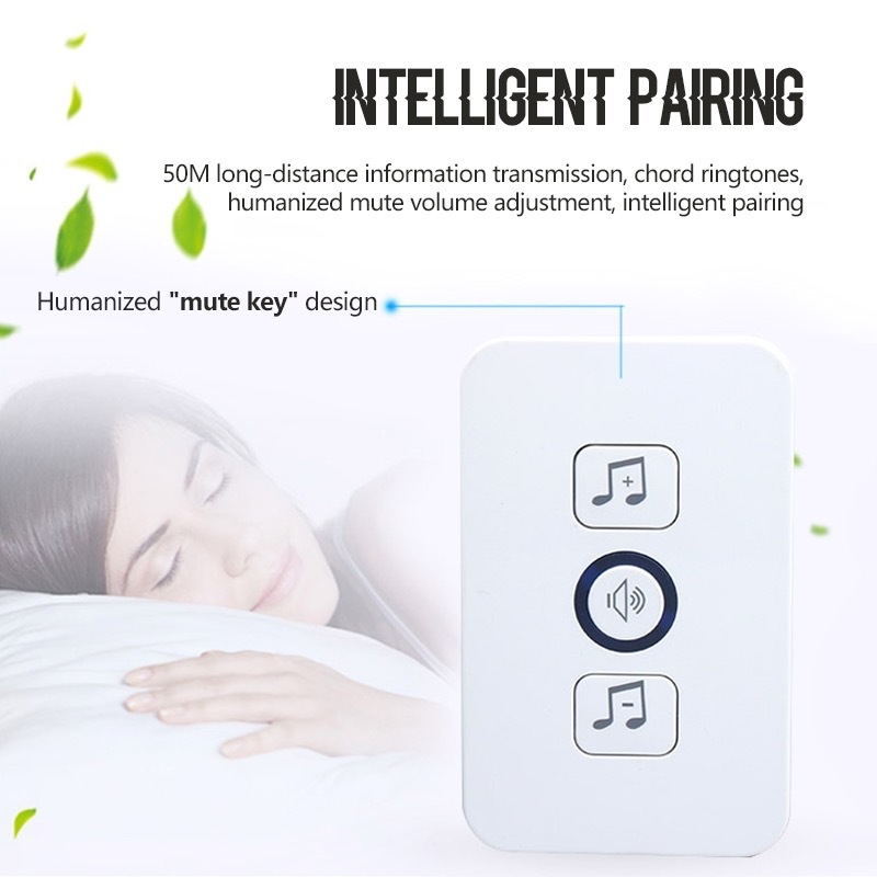 LED wireless durable 62 songs IP44 waterproof doorbell, ringing range 300 meters universal COD ...