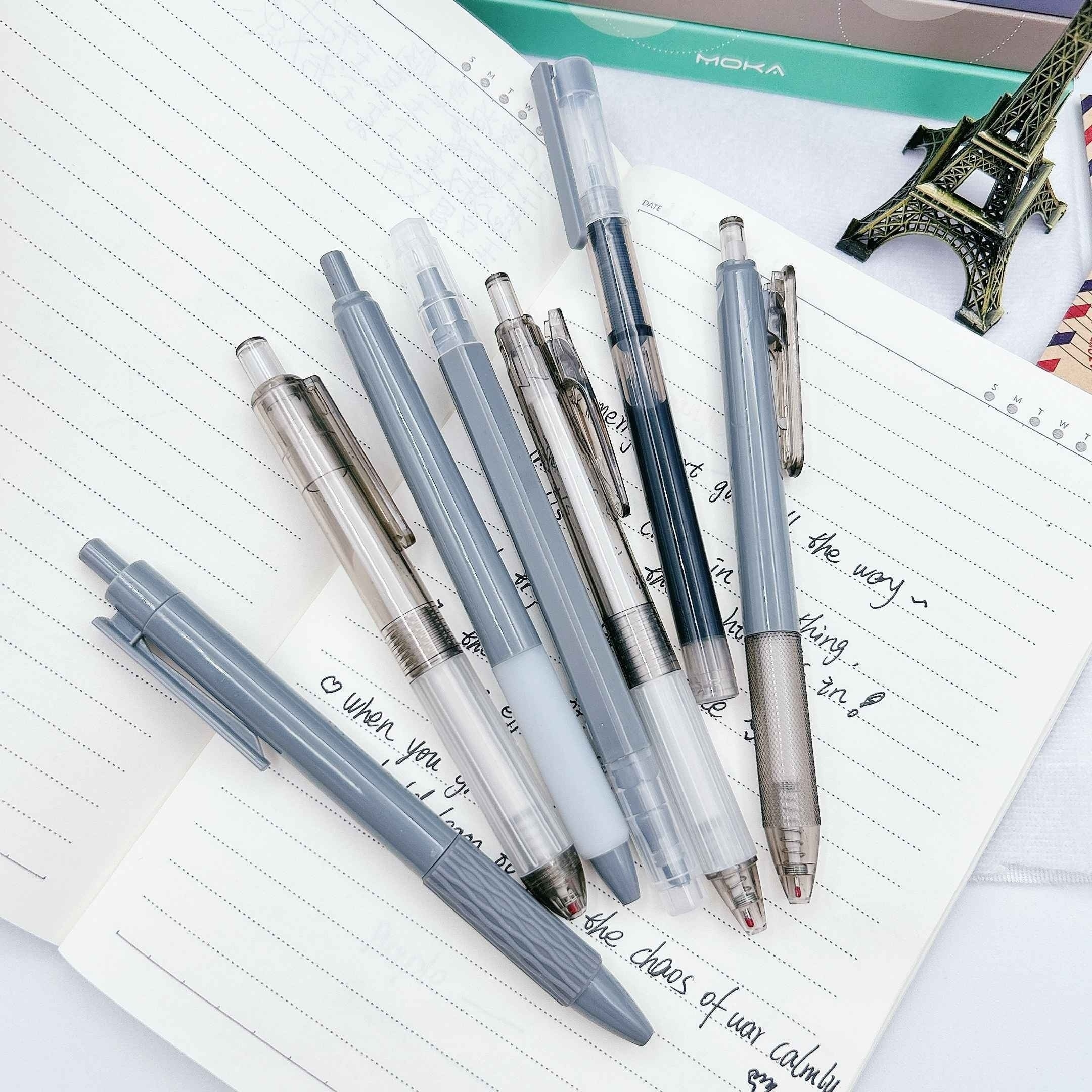 7Pcs/Box Minimalist Transparent 0.5mm Gel Pen High-Quality St Tip ...